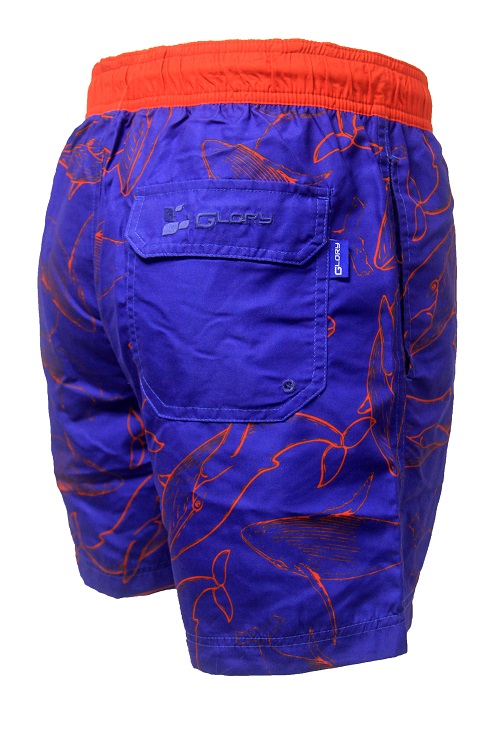 MEN'S BEACH SHORT PURPLE WHALE PRINTED - Glory Swim Shop